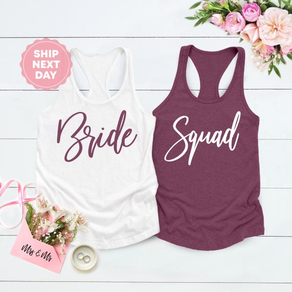 Bachelorette Party Tank Tops Bride Squad Tank Tops Squad Etsy