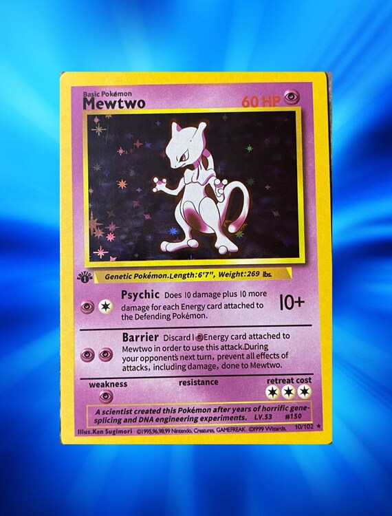 Mewtwo Base Set First Edition Handmade Holographic Proxy - Etsy