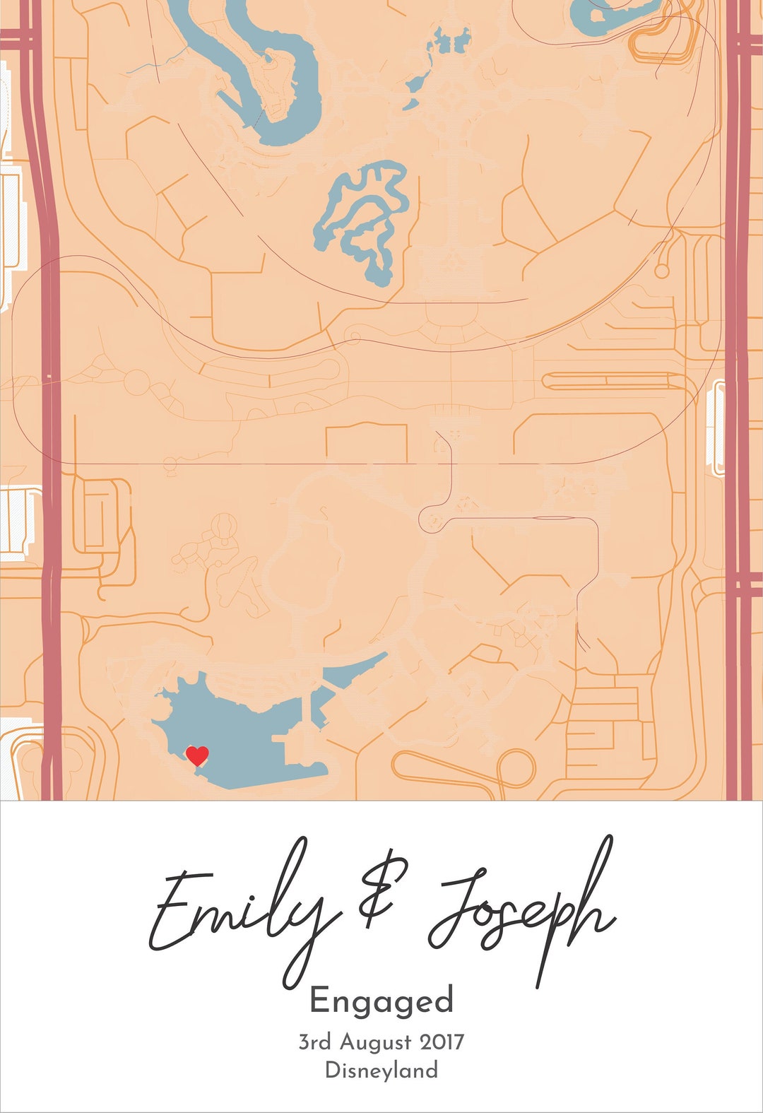 Personalized Engagement Location Map Print: Unique Couple Gift (digital ...