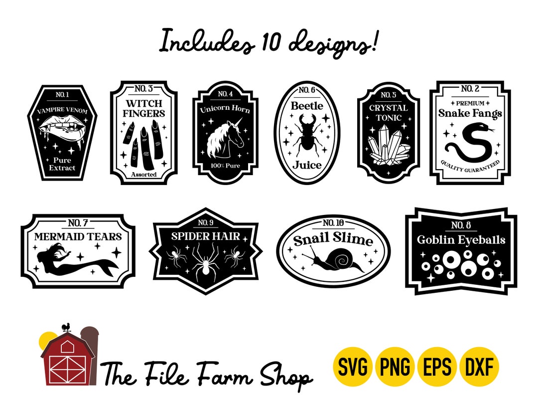 Halloween Potion Labels SVG Bundle, Potions Bottles Svg, Witches Brew ...