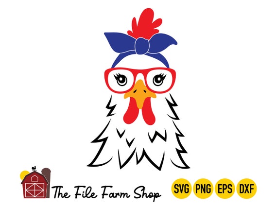 Chicken With Bandana Glasses Svg Chicken Svg Funny Chicken - Etsy