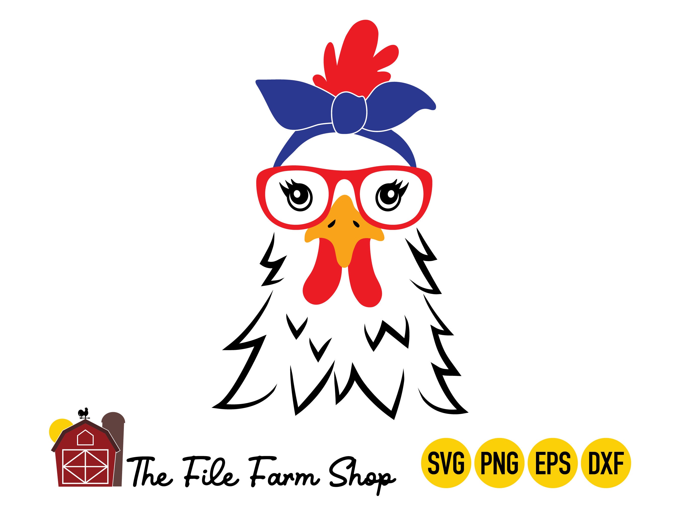 Chicken With Bandana Glasses Svg, Chicken Svg, Funny Chicken Svg, Farm ...