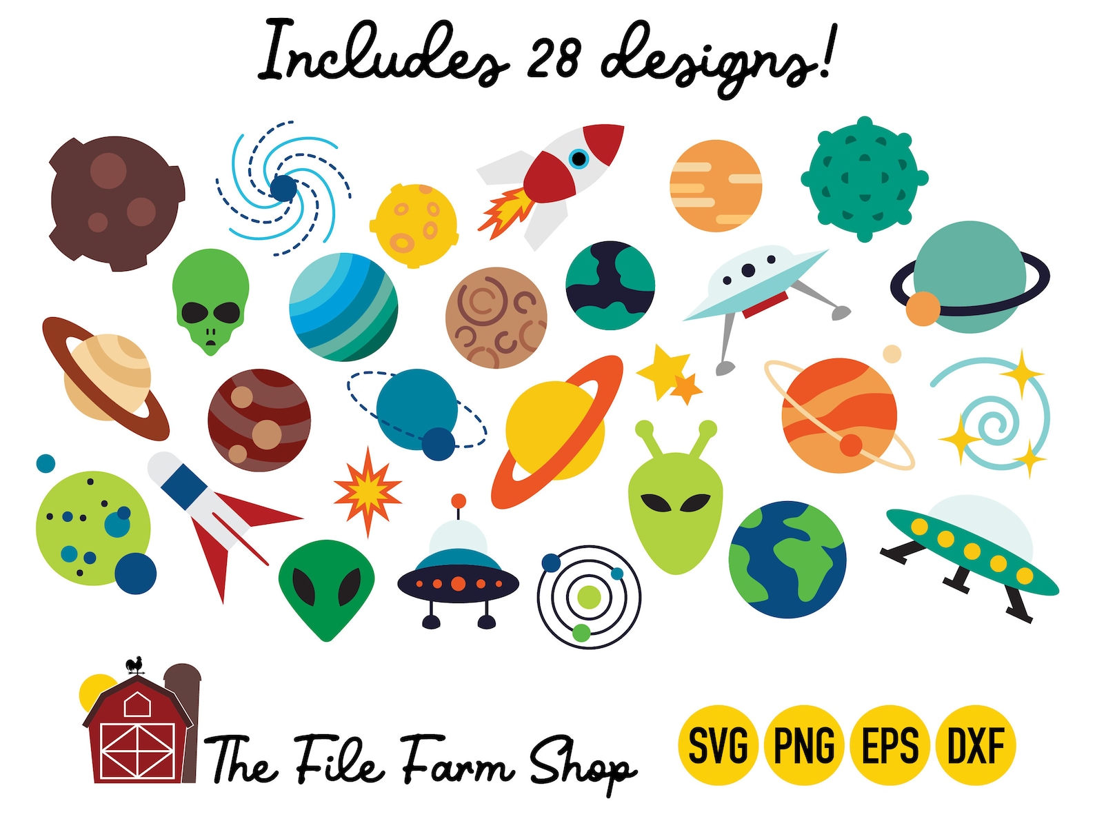 Planets SVG, Space Svg, Solar System Svg, UFO Svg, Rocket Ship Svg ...