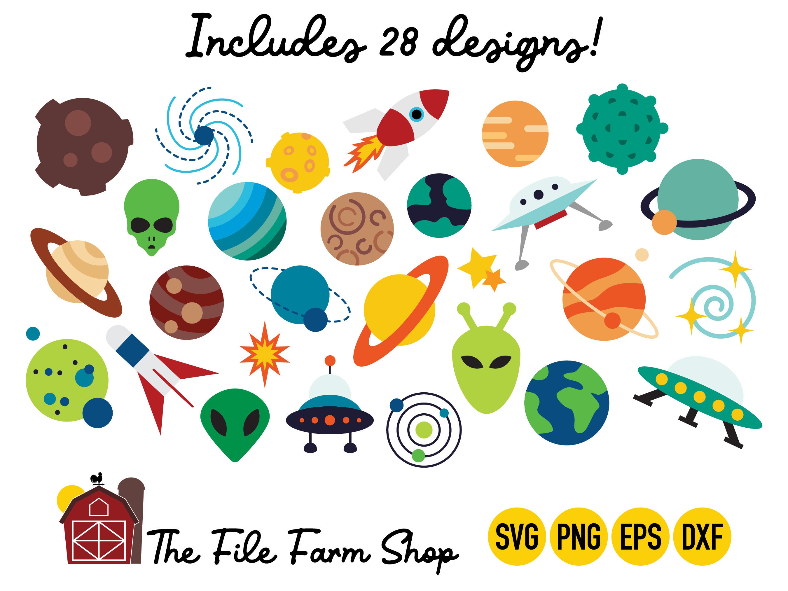 Planets SVG, Space Svg, Solar System Svg, UFO Svg, Rocket Ship Svg ...