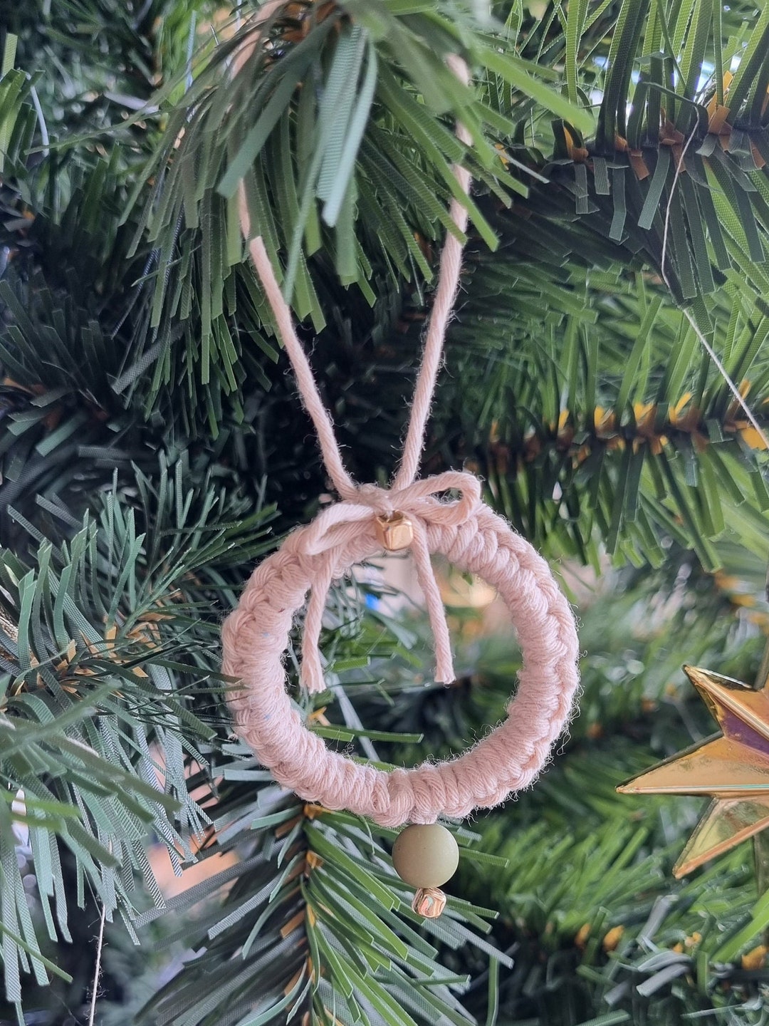 Mini Macrame Christmas Wreath Hanging Decoration Ornament - Etsy