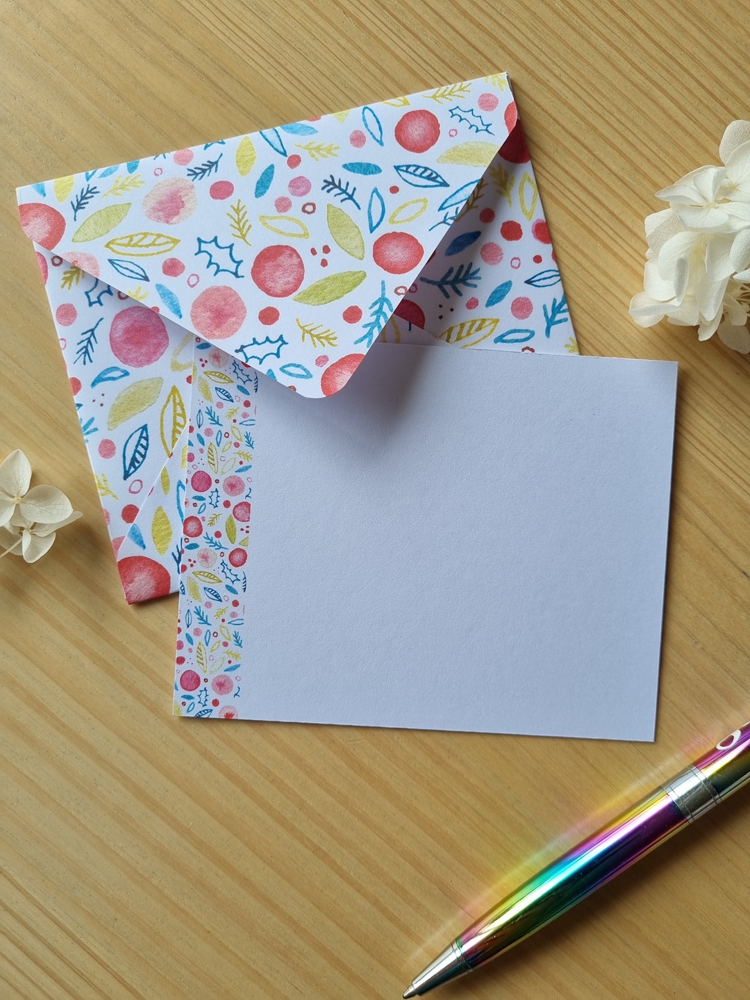 Mini Note Card and Envelope Gift Set - Red Version - Etsy
