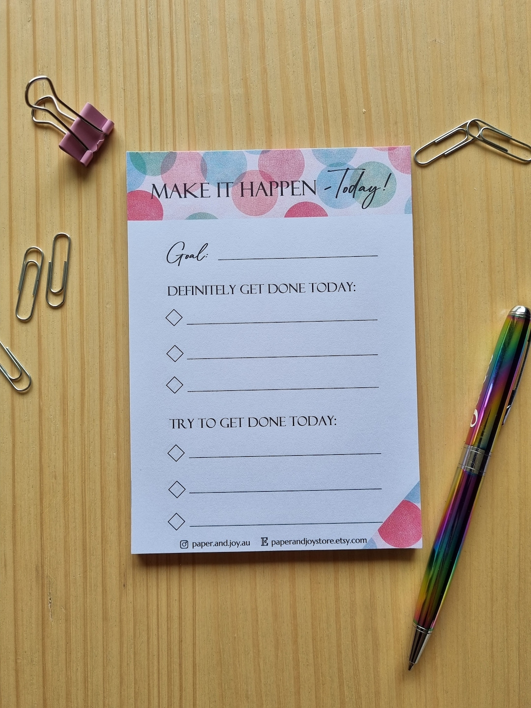 Daily Organiser To-do List A5 Size for Busy People - Pastel Dots ...