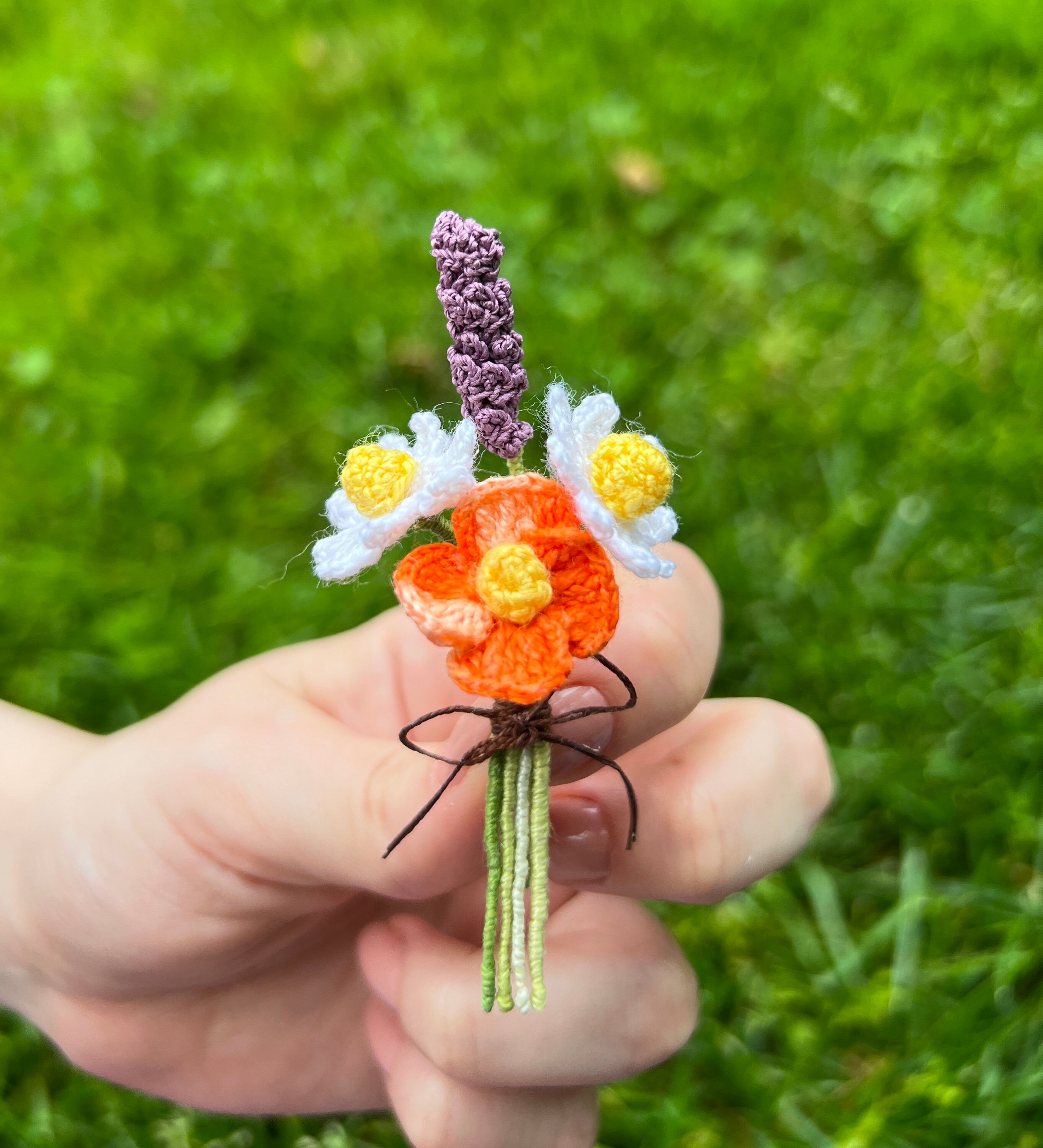 Crochet Flowers Brooch Miniature Flower Crochet Bouquet - Etsy UK
