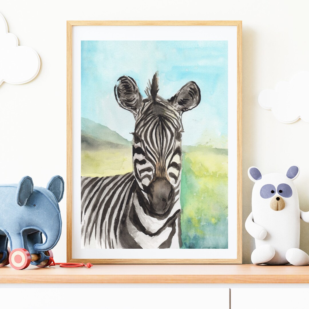 Zebra Wall Art Decor, Watercolor Zebra Printable, Nursey Wall Decal ...
