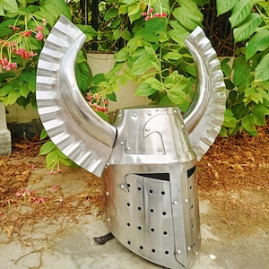 Teutonic Knight Winged Great Helm – Handmade Steel Heaume, Costume ...