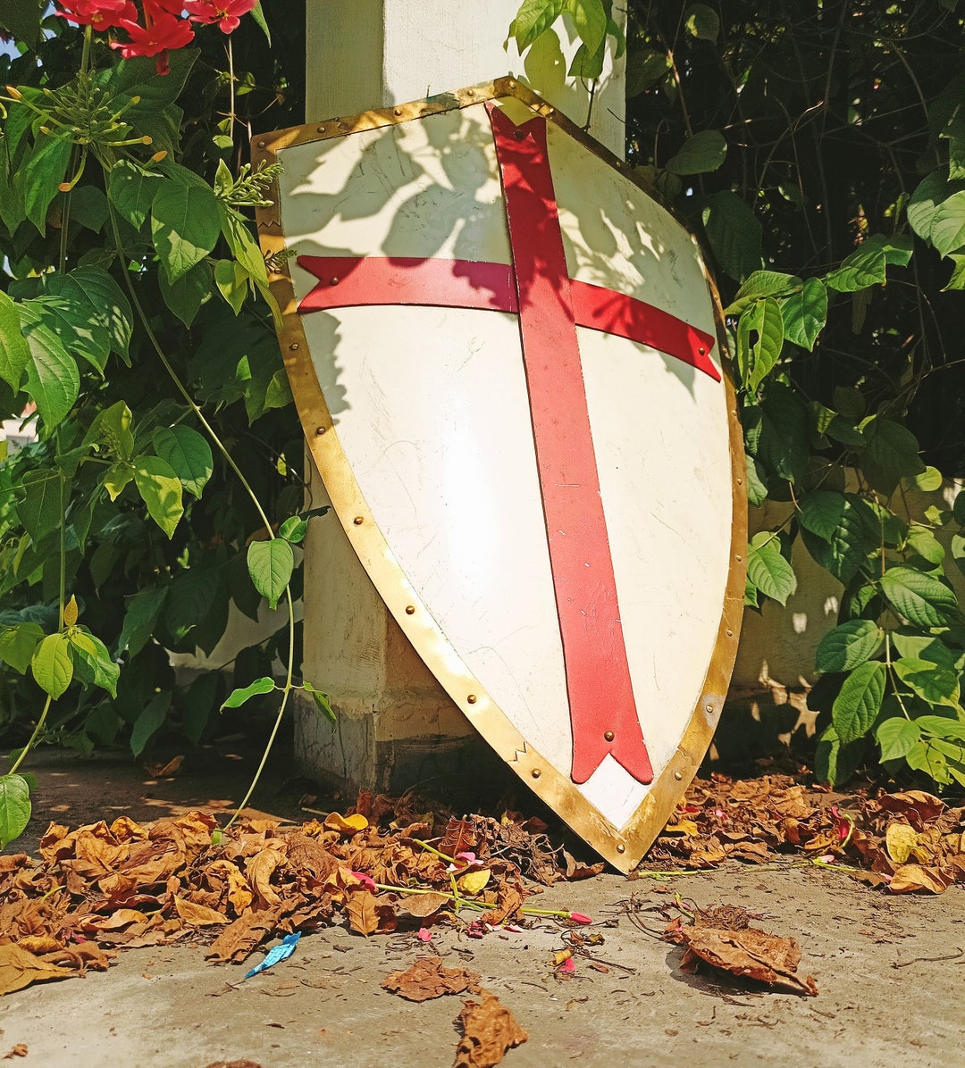 Knight Templar Shield Roman Heater Shield Holy Red Cross Metal Handmade ...