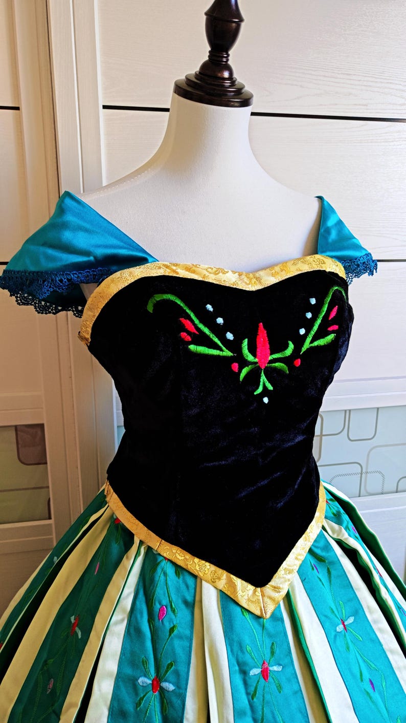 Inspired Anna Coronation Embroidery Dress, Anna Coronation Cosplay ...