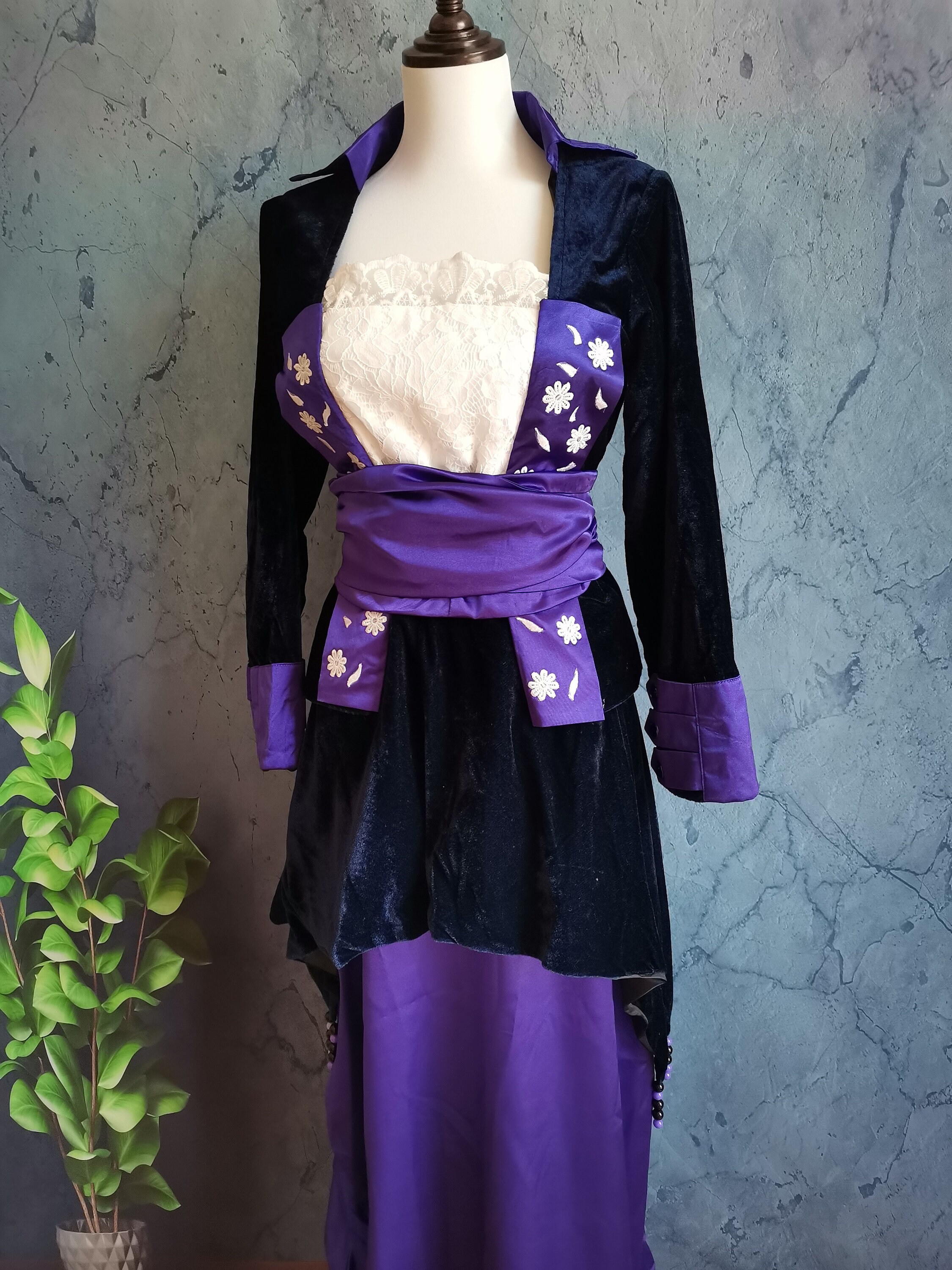 Inspired Titanic Rose Jump Dress Kate Cosplay Costume Blue Velvet ...