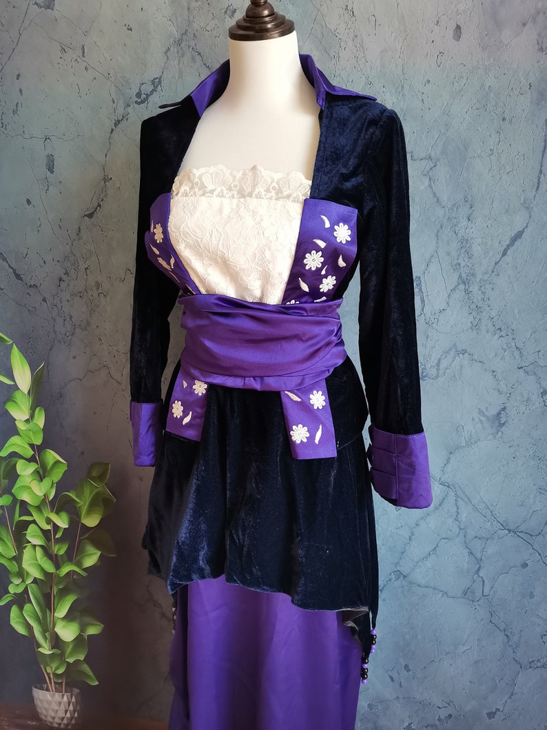 Inspired Titanic Rose Jump Dress Kate Cosplay Costume Blue Velvet ...