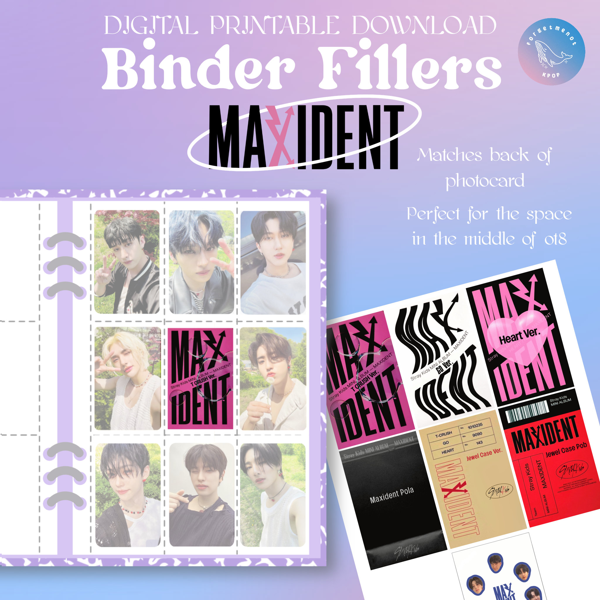 Stray Kids Maxident Album Photocards Kpop Binder Filler Placeholder ...