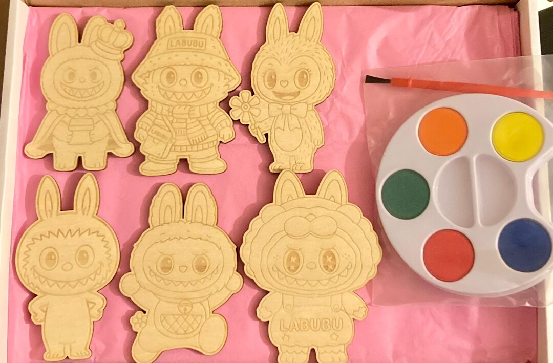 Labubu Paintable Wooden Figures/ Keepsakes - Etsy