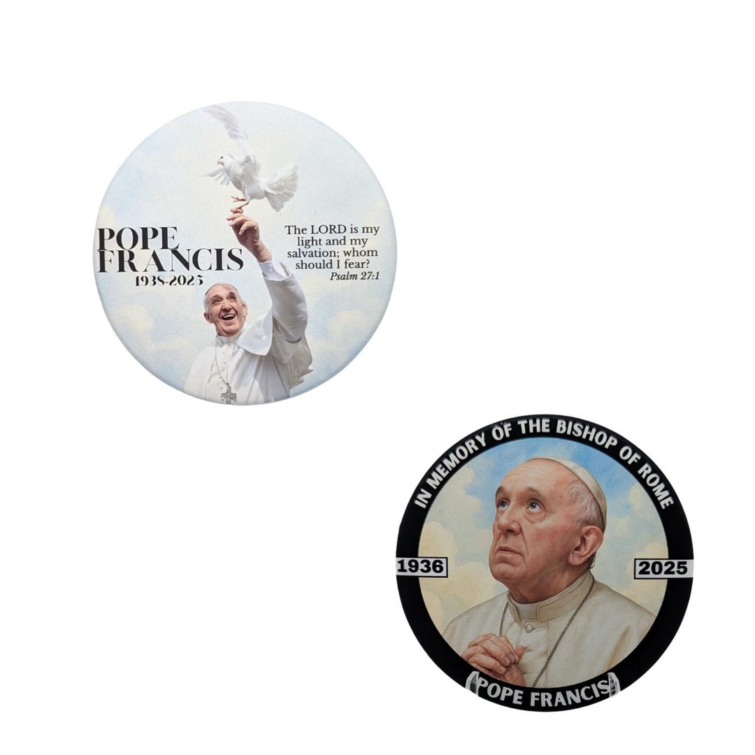 Pope Francis Memorial Pin Set – 2-pack Tribute Buttons, 1936–2025 in ...