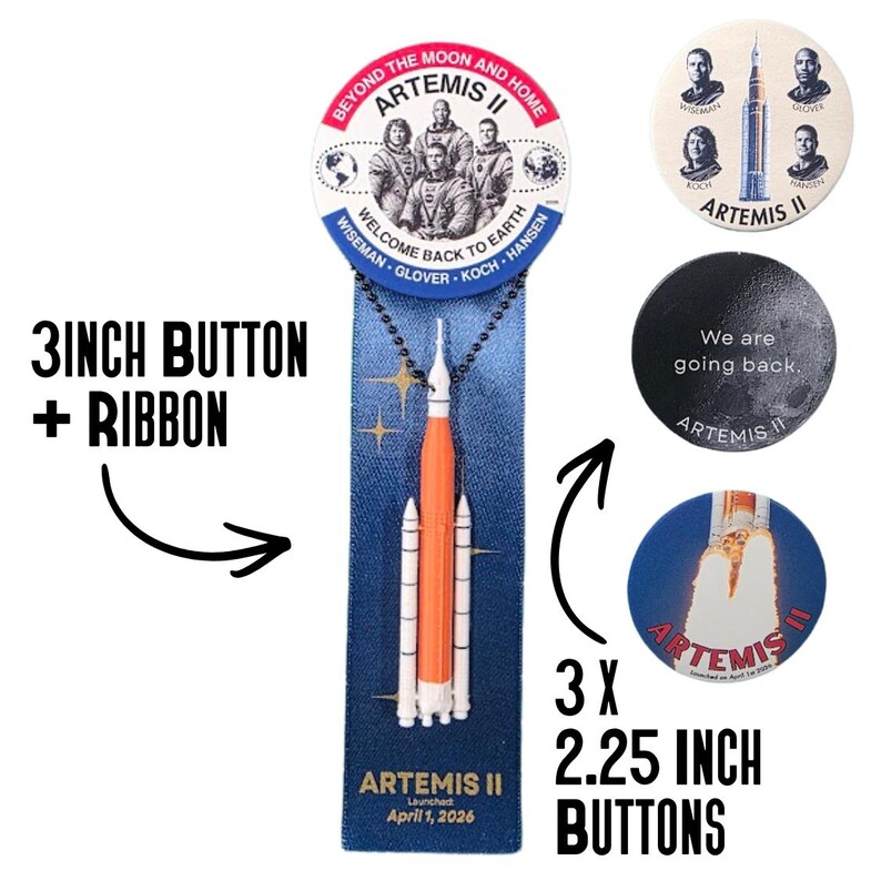 Artemis II Ribbon Pin | Handmade NASA Moon Mission Collectible - Etsy ...
