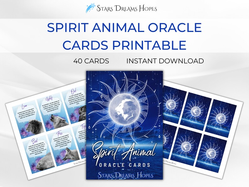 Spirit Animal Cards, Printable Oracle Deck, Oracle Card Deck Template ...