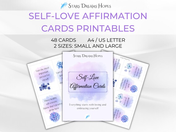 Self-love Affirmation Cards Printable Affirmation Cards 48 - Etsy