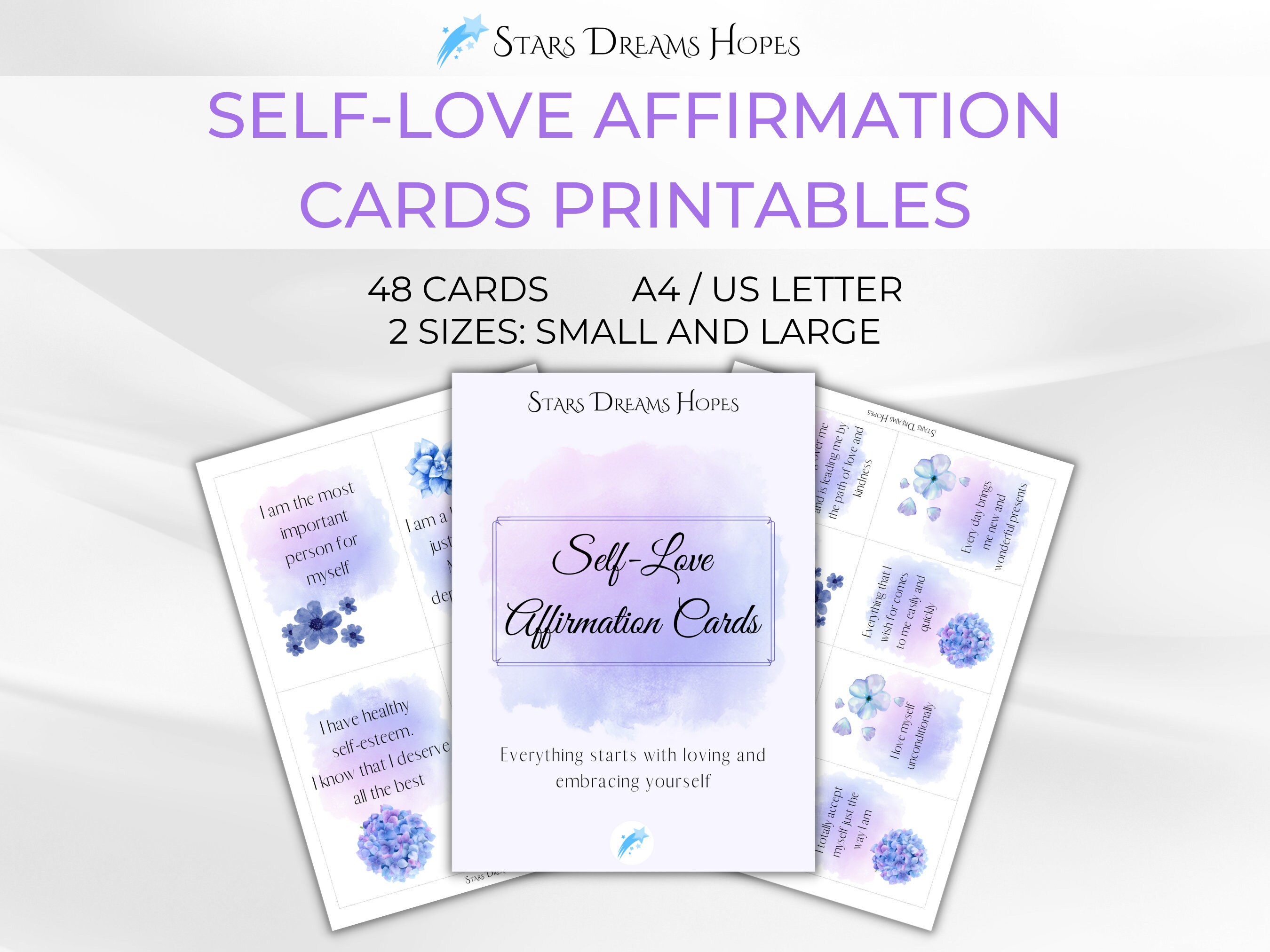 Self-love Affirmation Cards, Printable Affirmation Cards, 48 Self-love ...