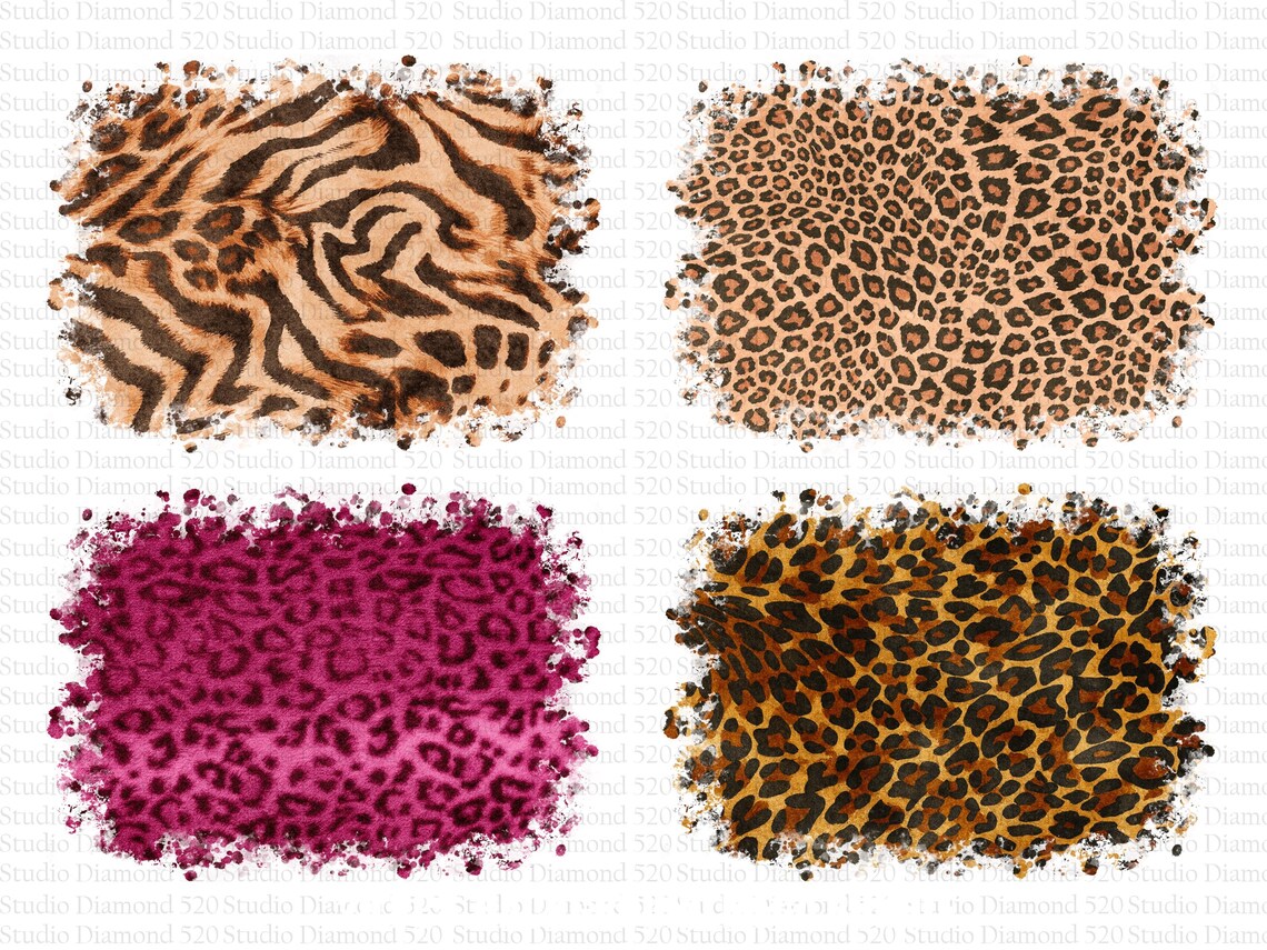 Animal Print Bundle Sublimation, Leopard Cheetah Distressed Clipart ...