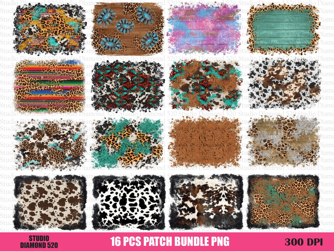 Western Background Mega Bundle Png, Leopard Cowhide Tooled Leather ...