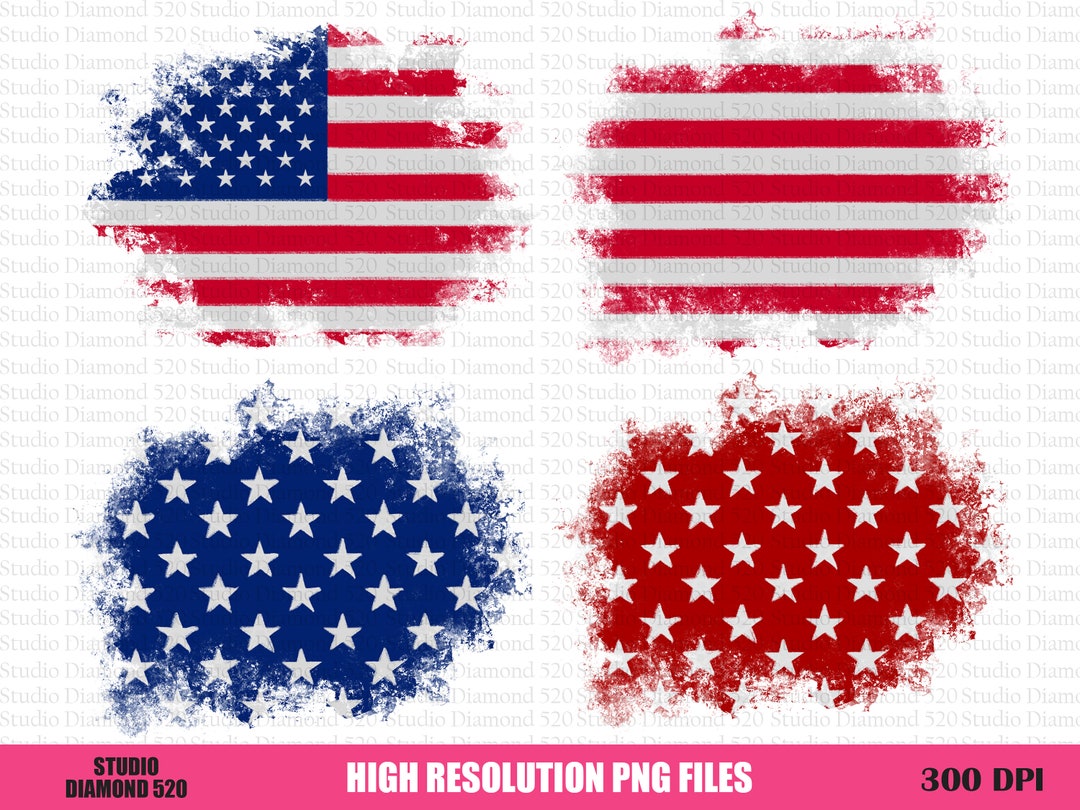 4 Pcs American Flag Patch Bundle Png, Usa Patriotic Distressed Patch ...