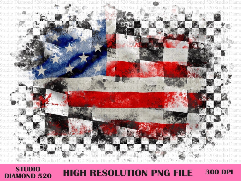 USA Race Flag Png, Distressed Checkered Black and White Background Png ...