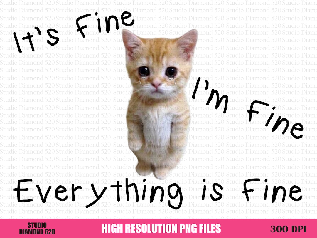 It's Fine I'm Fine Everything is Fine Png, Sad Cat Png, Funny ...