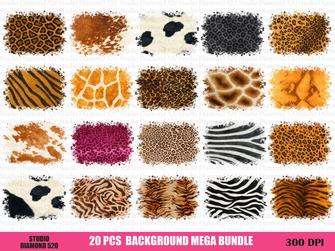 Animal Print Bundle Sublimation, Leopard Cheetah Distressed Clipart ...