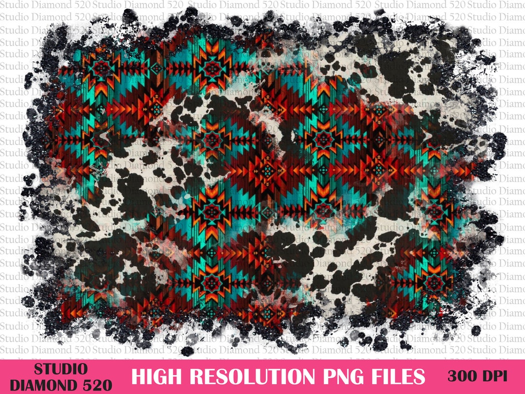 Aztec Cowhide Background PNG. Black Glitter Frame Cow Print Western ...