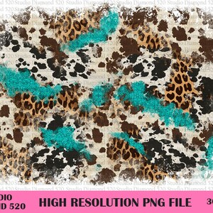 Cowhide Turquoise Glitter Leopard Western Background Png, Distressed ...