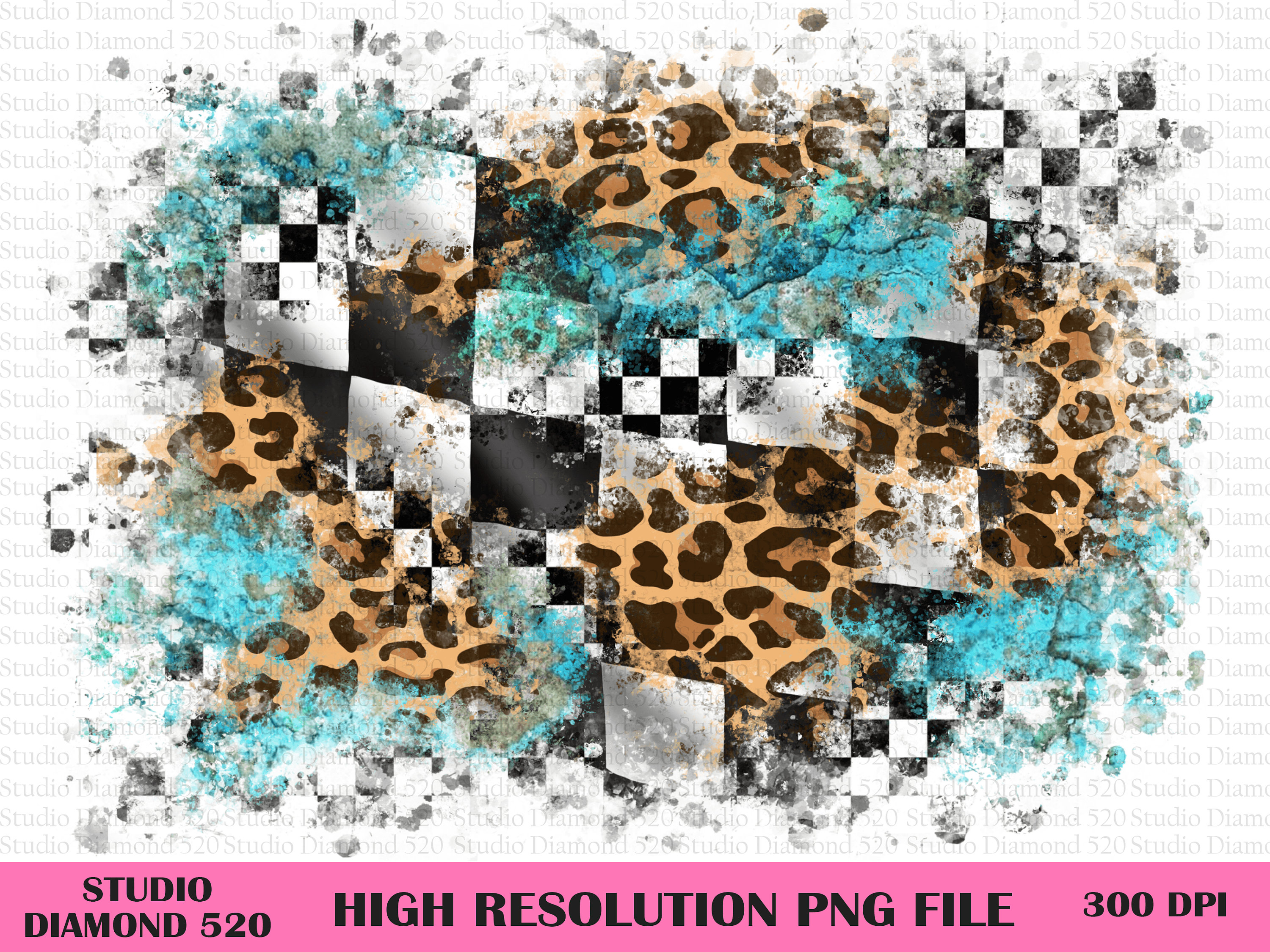 Leopard Race Flag Background Png Leopard Checkered Turquoise - Etsy