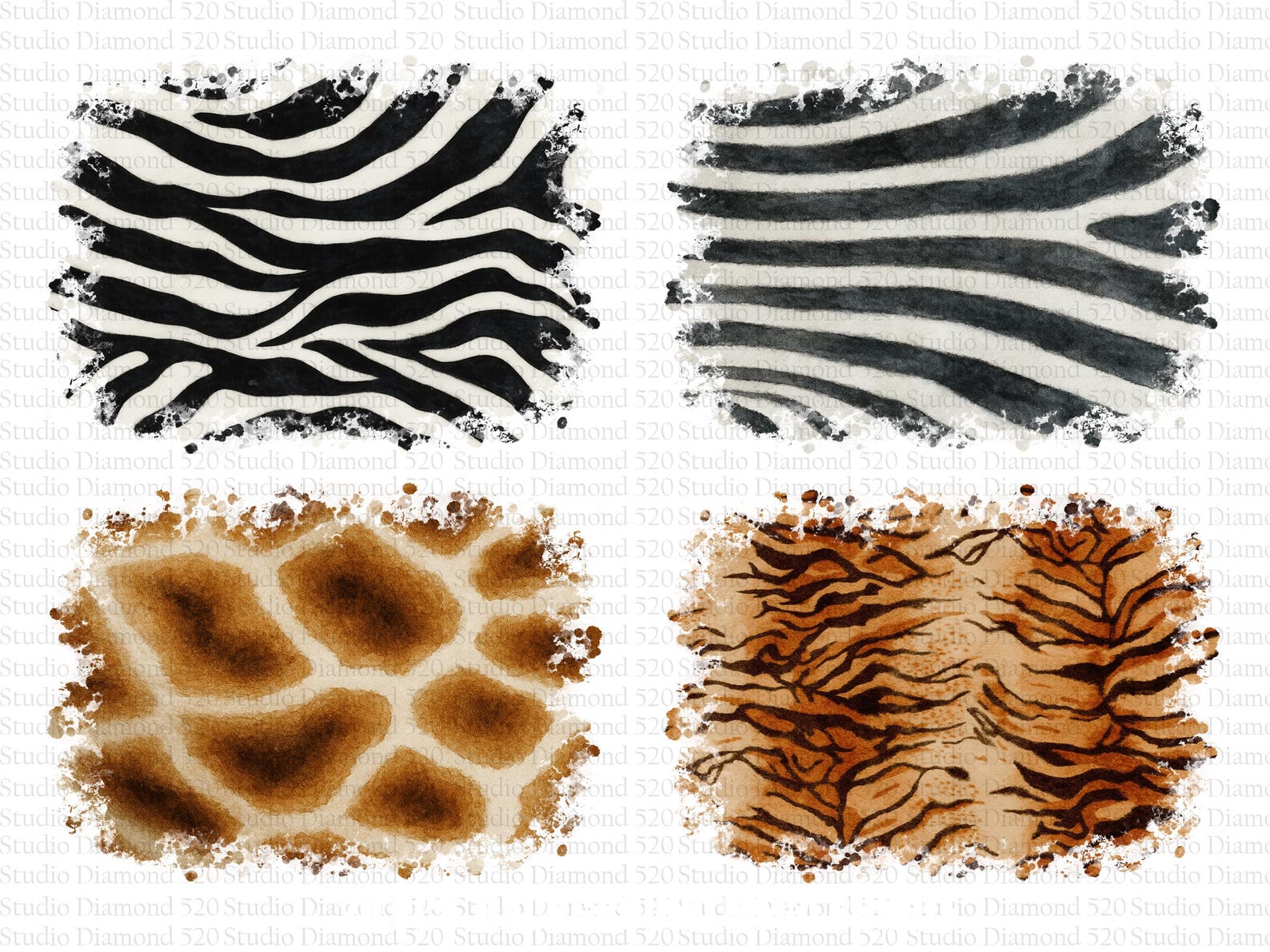 Animal Print Bundle Sublimation, Leopard Cheetah Distressed Clipart ...