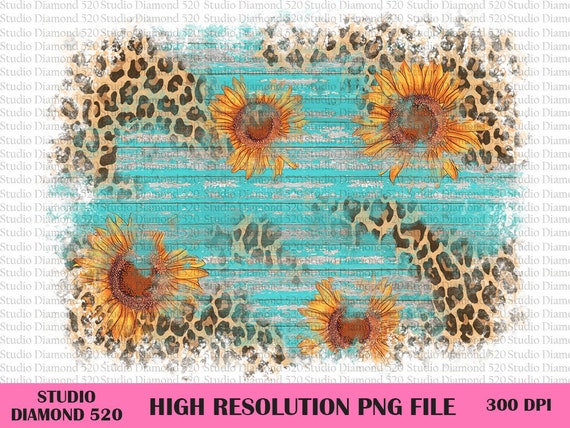 Sunflower Leopard Blue Wood Background Png Flower Wooden - Etsy