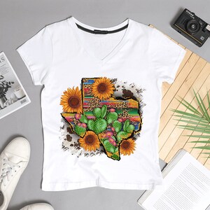 Cactus Sunflower Serape Leopard Cowhide Texas Map, Western Texas Map ...