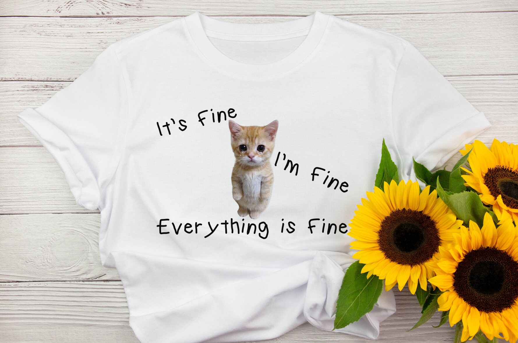 It's Fine I'm Fine Everything is Fine Png, Sad Cat Png, Funny ...