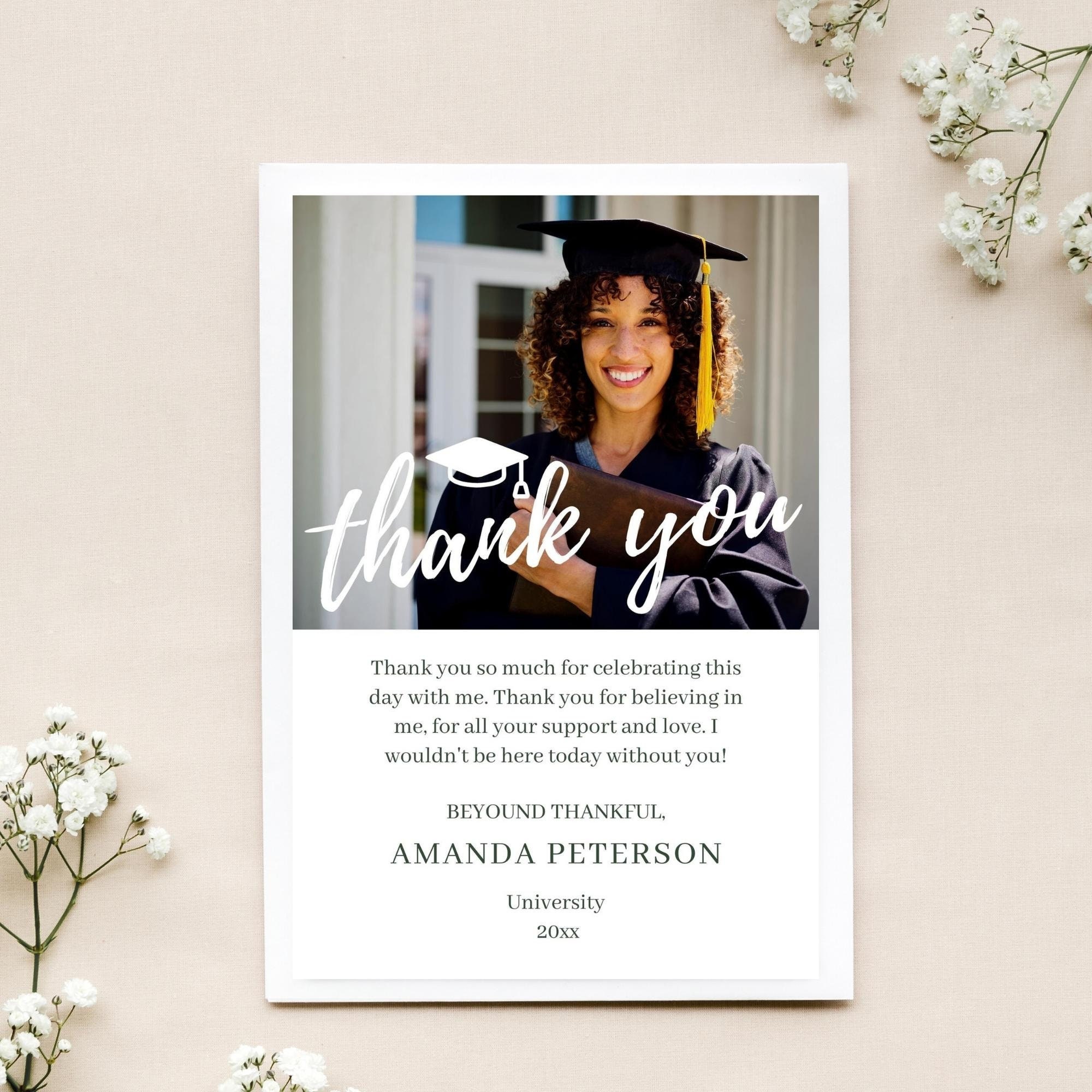 Graduation Thank You Card Template Personalized Graduation - Etsy