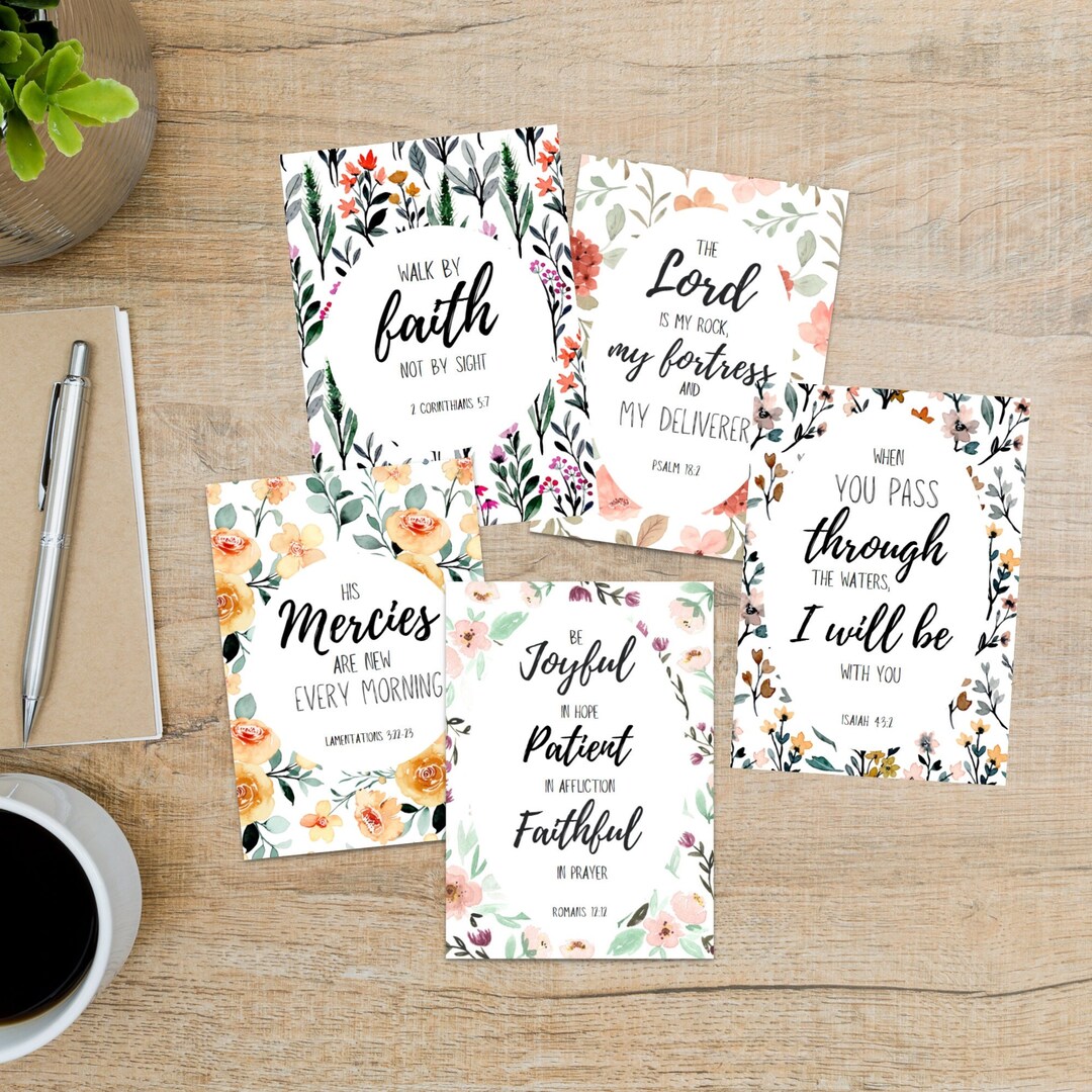 Printable Scripture Greeting Cards, Set of 5 Greeting Cards, Christian ...