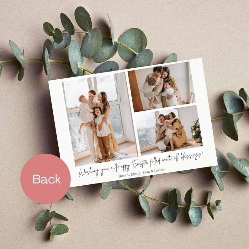 Printable Easter Family Photo Card: Editable Canva Template (7x5) - Etsy