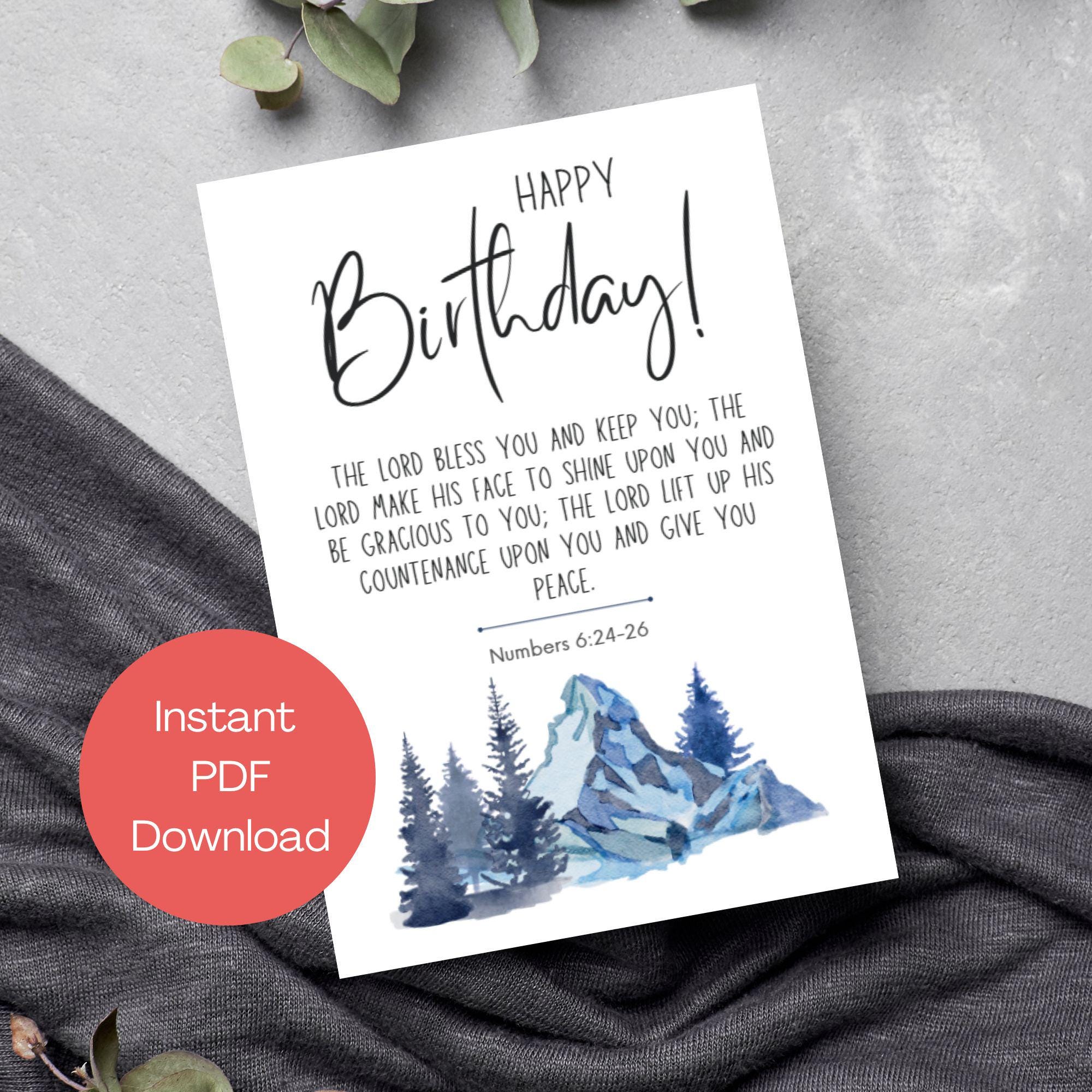 Printable Scripture Birthday Card for Him: Religious Gift Card (PDF ...