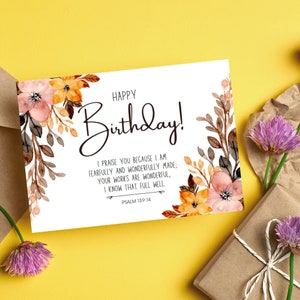 Printable Birthday Card for Friend, Scripture Birthday Card for Her ...