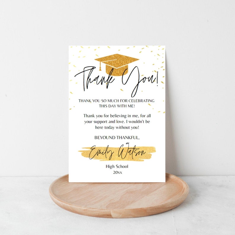 Graduation Thank You Card Template Personalized Graduation - Etsy