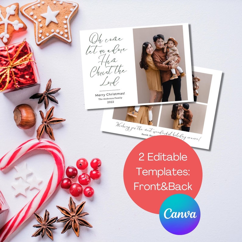 Editable Photo Christmas Card Template: Religious Bible Verse (canva ...