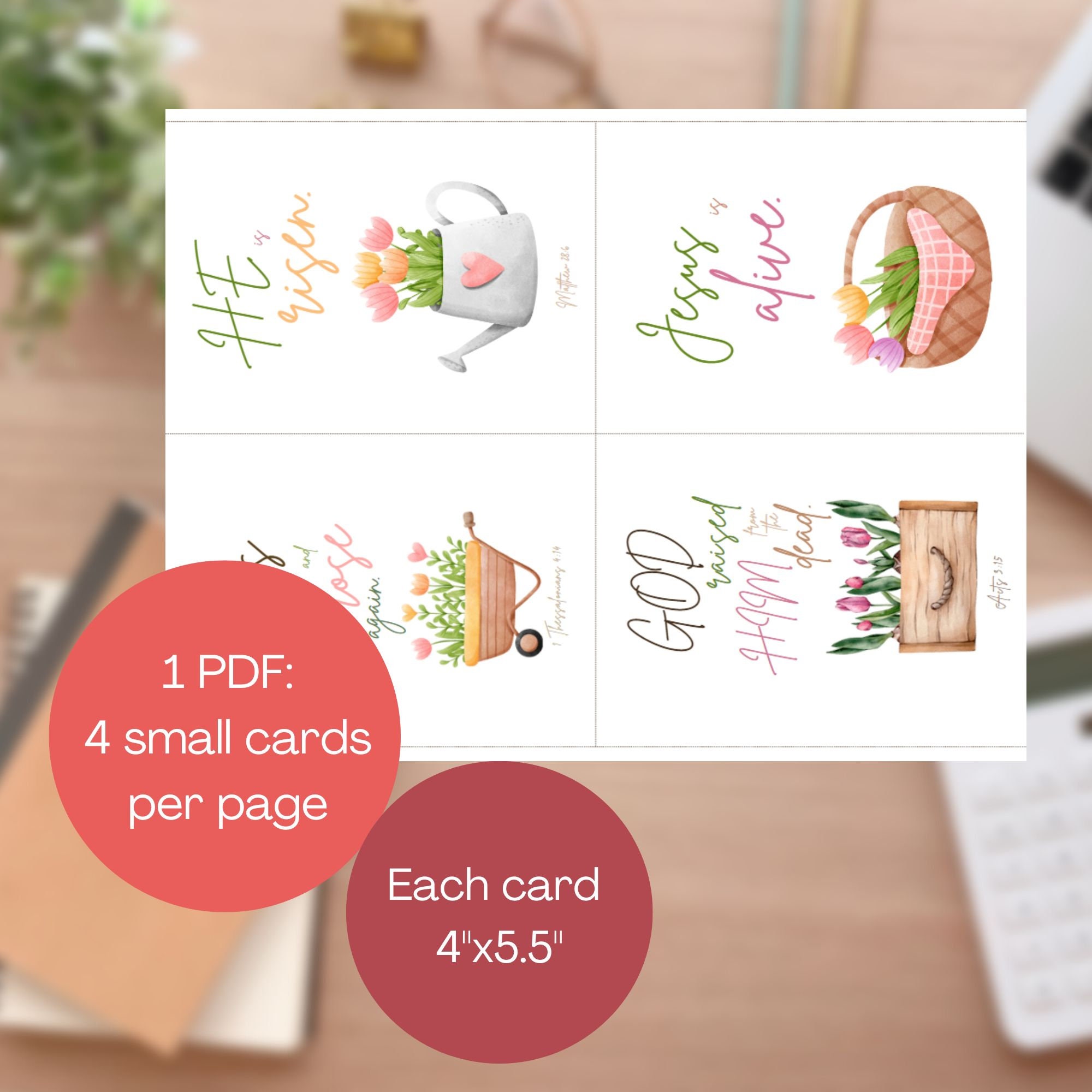 Set of 4 Scripture Easter Cards, Printable Cards, Christian Easter ...