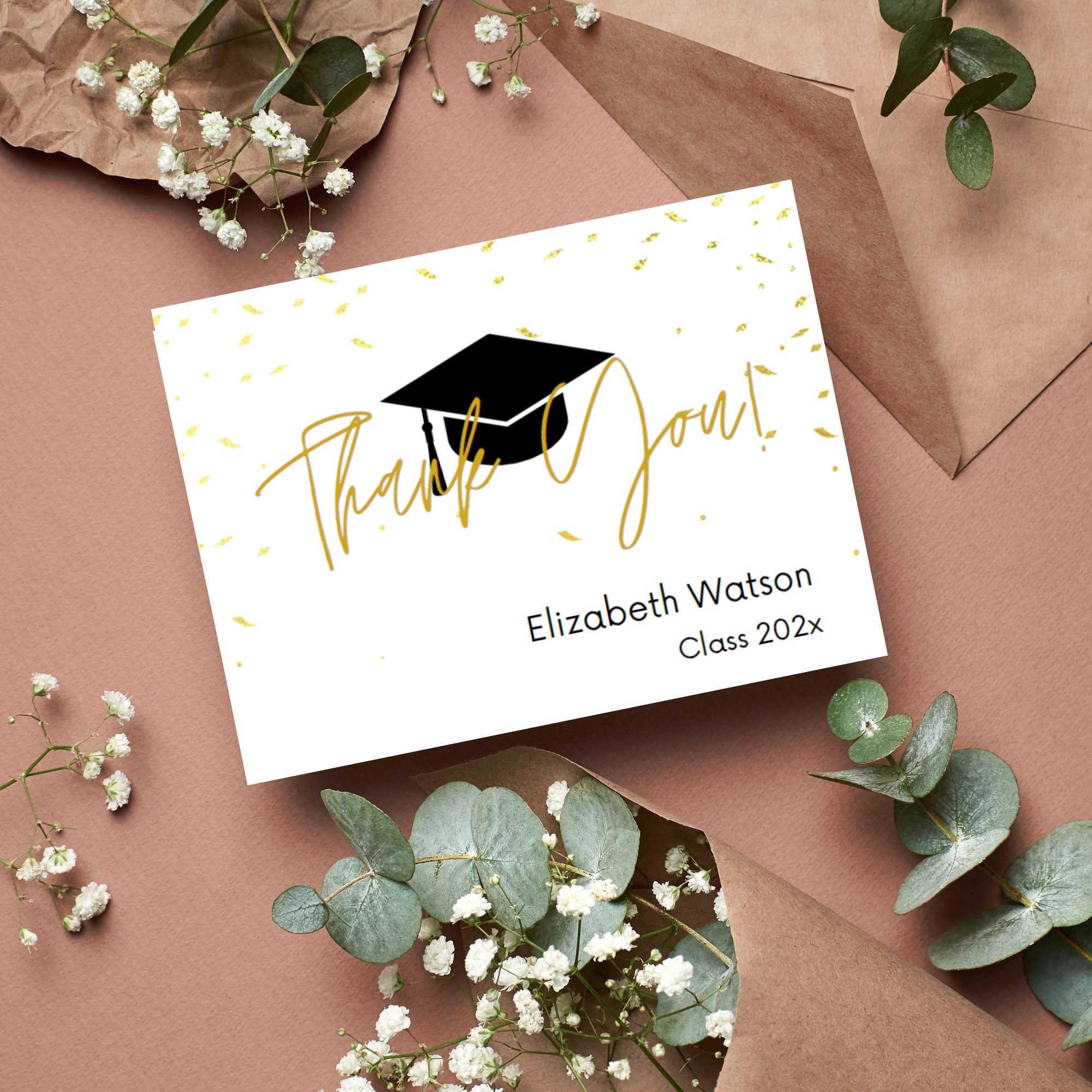 Folded Graduation Thank You Card Template, Personalized Graduation Card ...