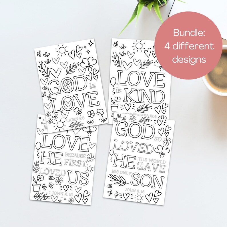 Scripture Valentine Coloring Cards: Christian Bible Verse (digital ...