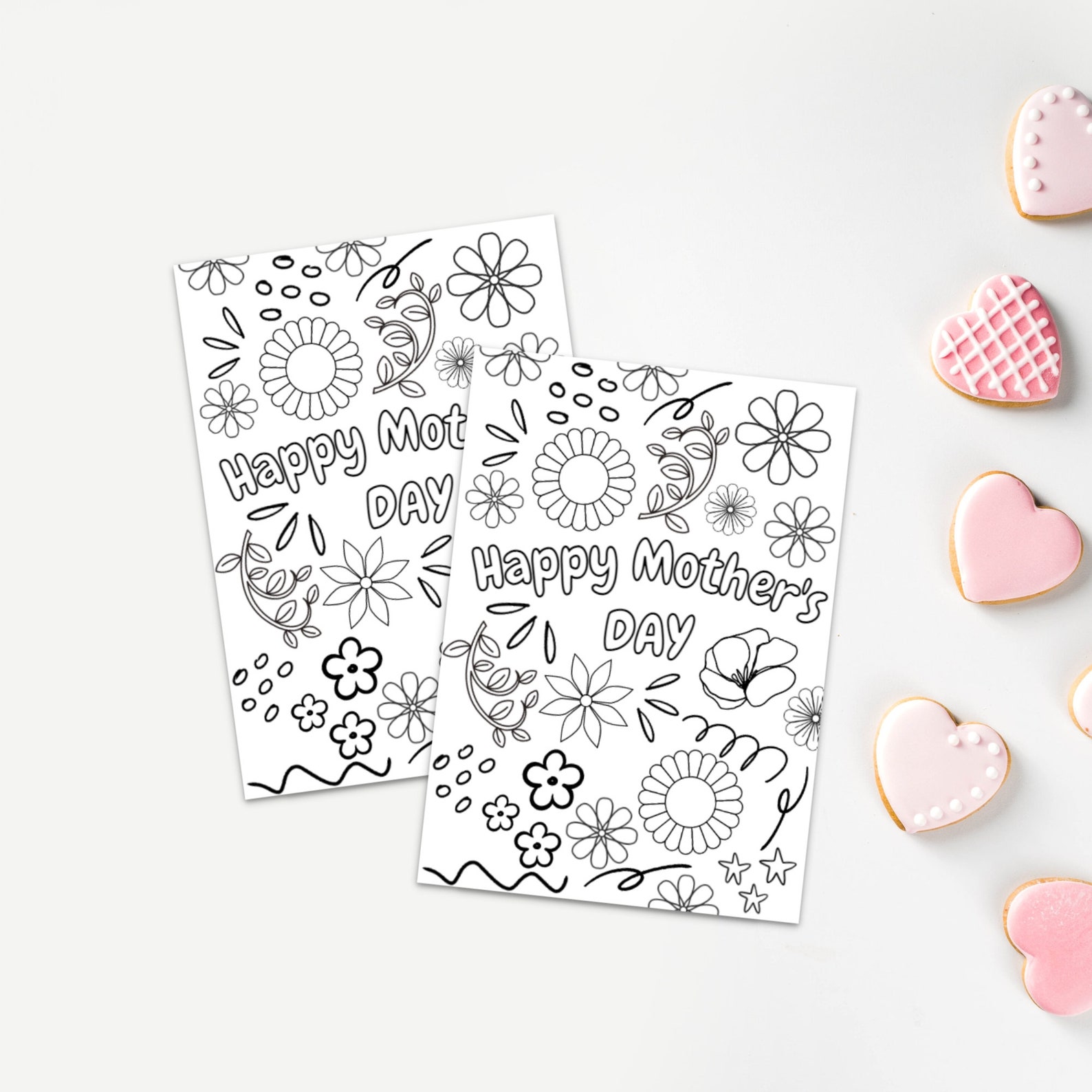 Printable Mother's Day Coloring Card: Floral Design (digital Download ...
