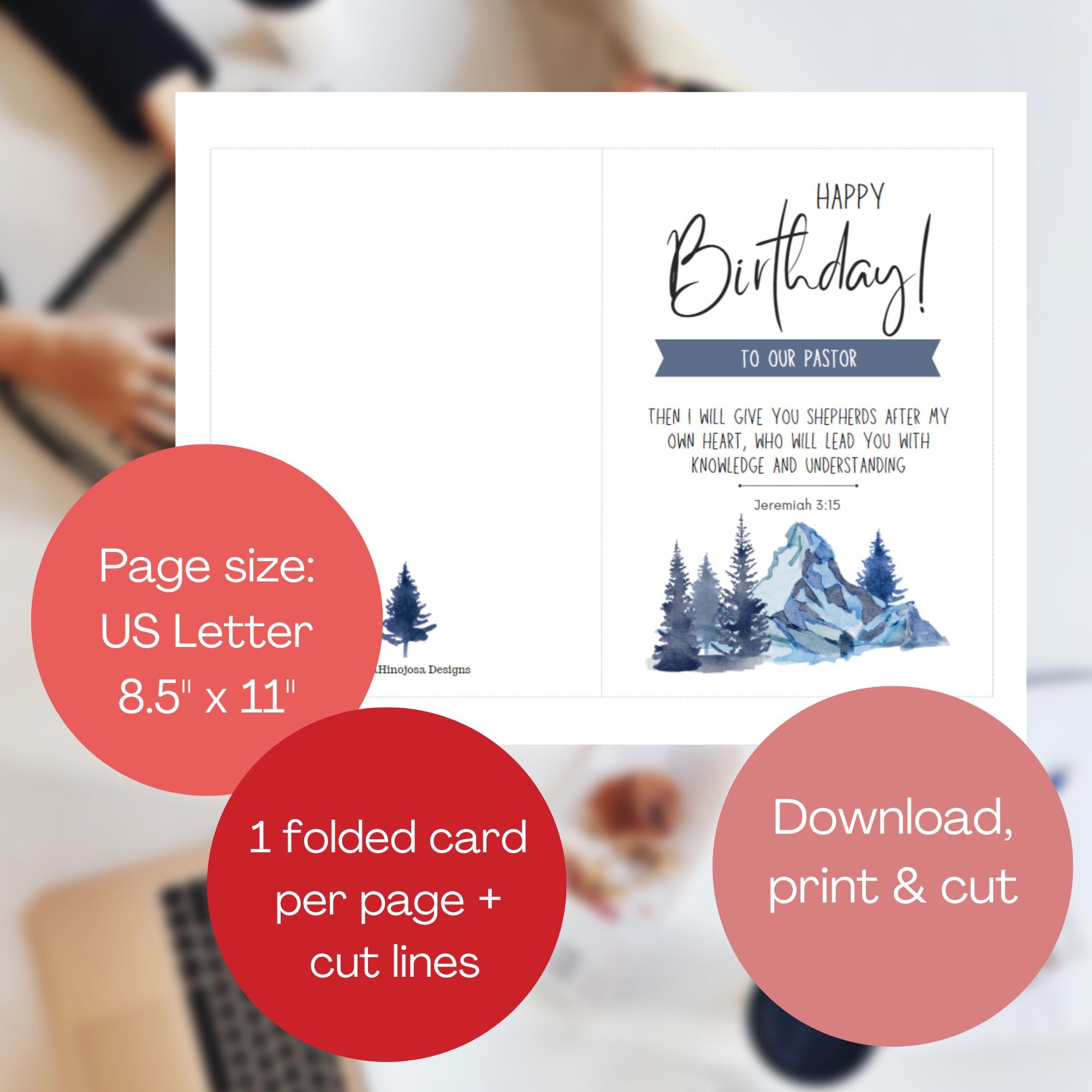 Printable Birthday Card for Pastor: Scripture Bible Verse (PDF Download ...